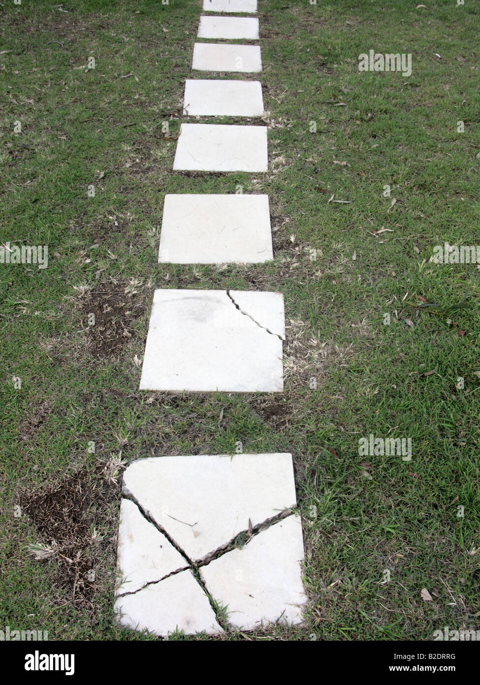White stone path in garden grass Stock Photo - Alamy