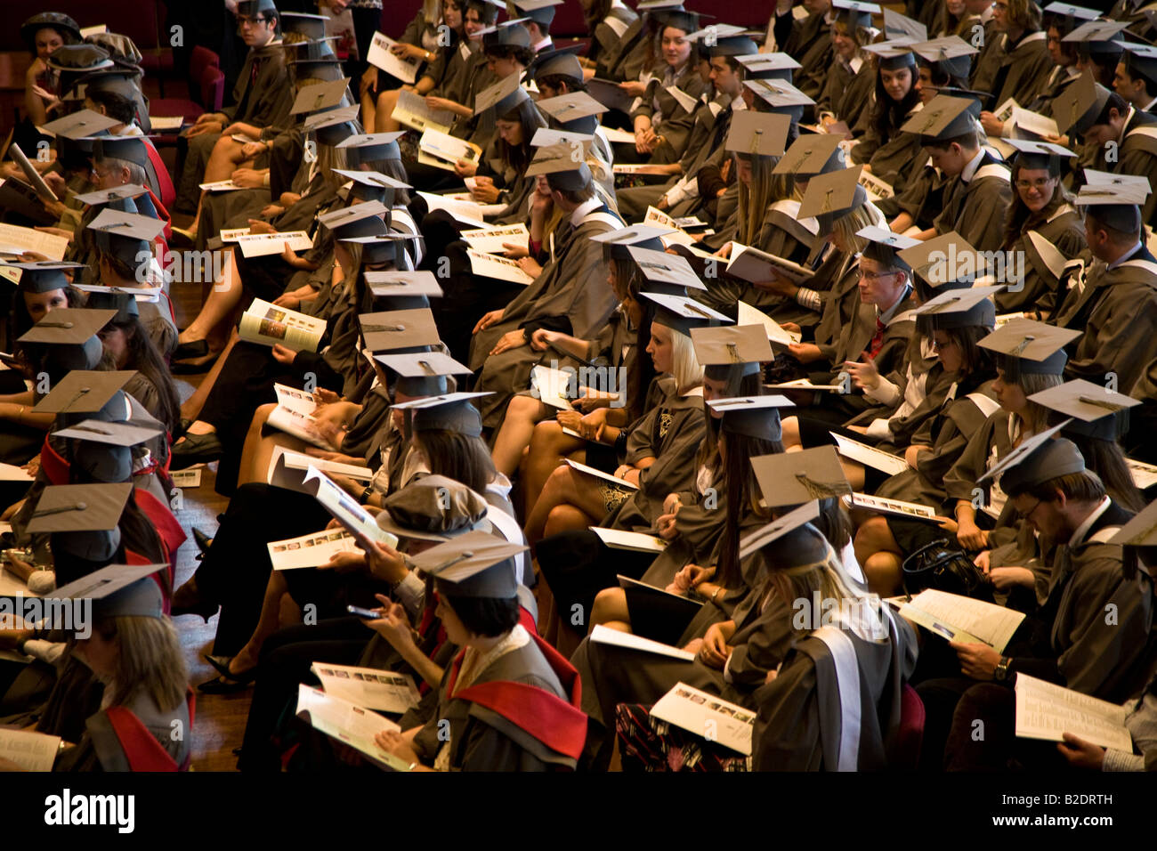 Graduation ceremony, york, England, U.K. showing mortar boards,and ...