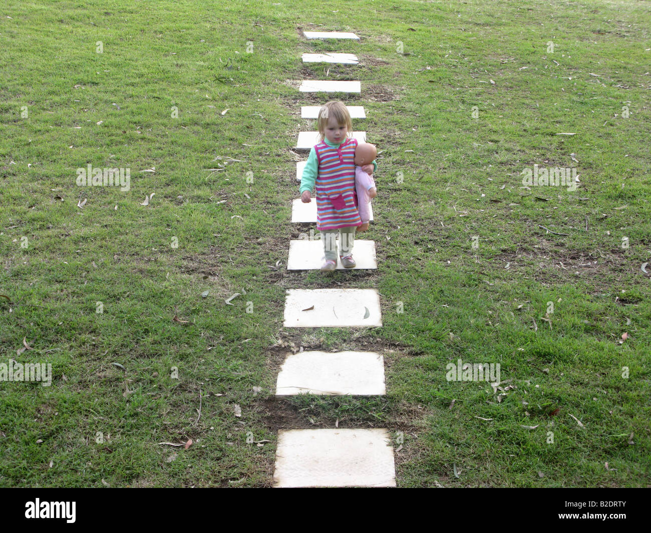 Child girl walking on path Stock Photo - Alamy