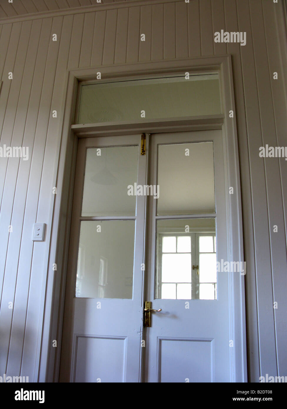 White wooden door with windows Stock Photo - Alamy