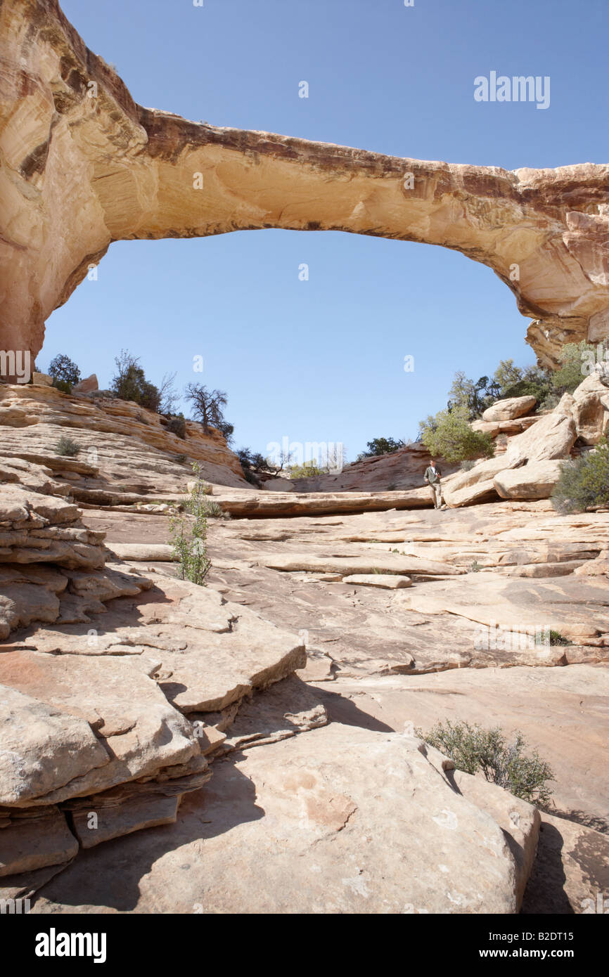 Tourist at Owachomo Natural Bridge in Utah USA Stock Photo - Alamy