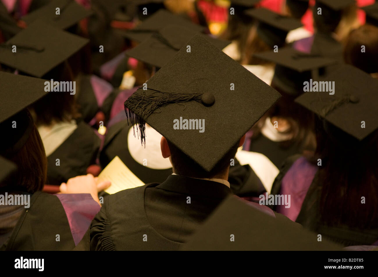 Aberystwyth University graduation day 2008 - a crowd of graduands in ...