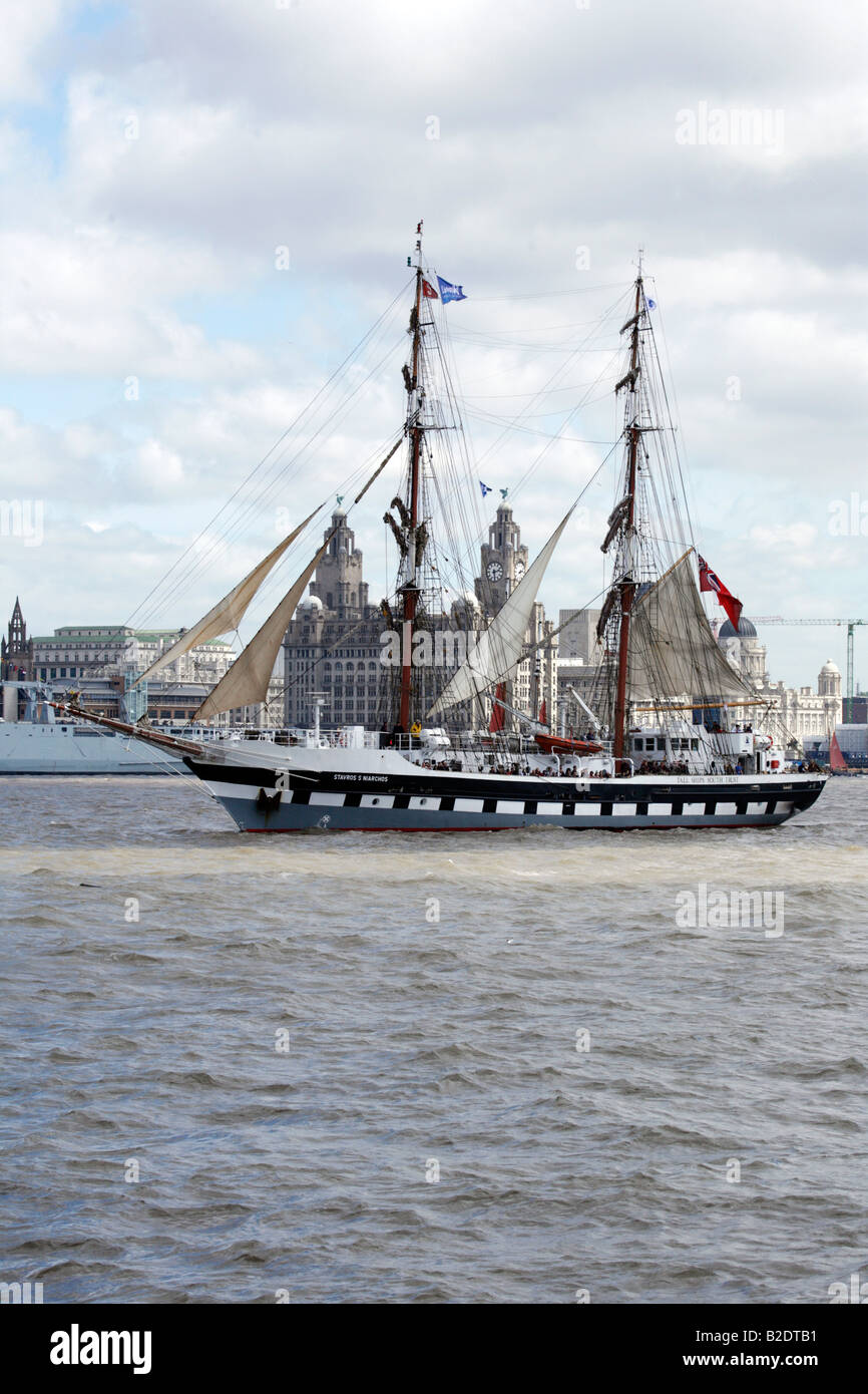 Stavros S Niarchos Brig Rigged Tall Ship River Mersey Liverpool 2008 ...