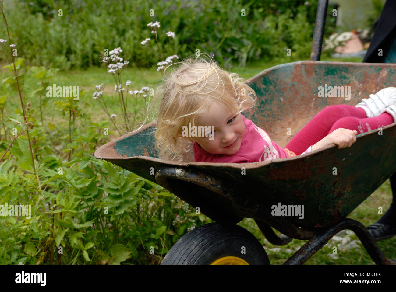Child with a wheelbarrow child with a wheelbarrow hi-res stock ...