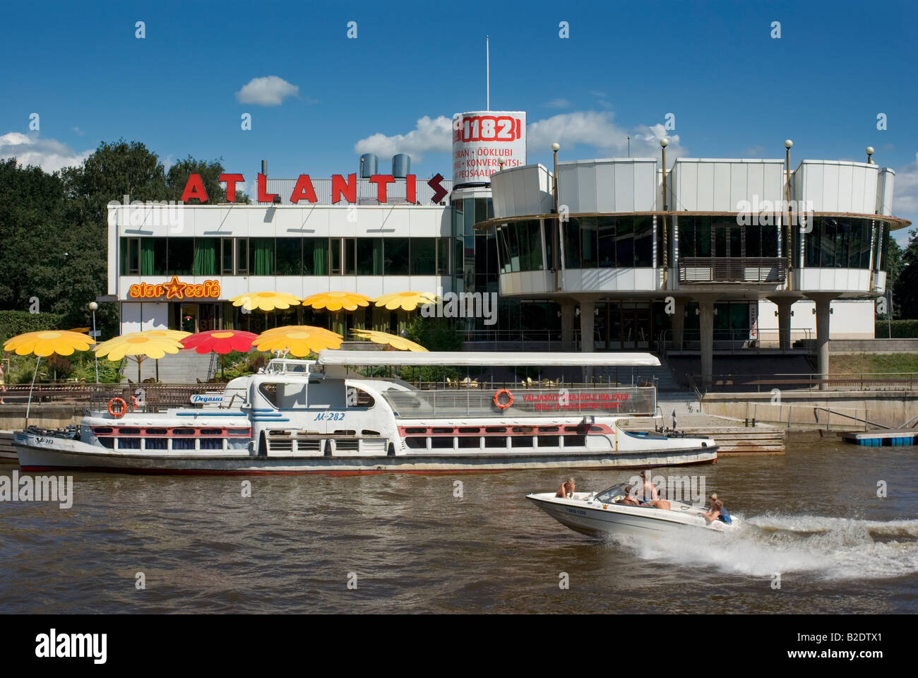 Nightclub Atlantis seen over river Emajogi ( Mother river) in Tartu ...