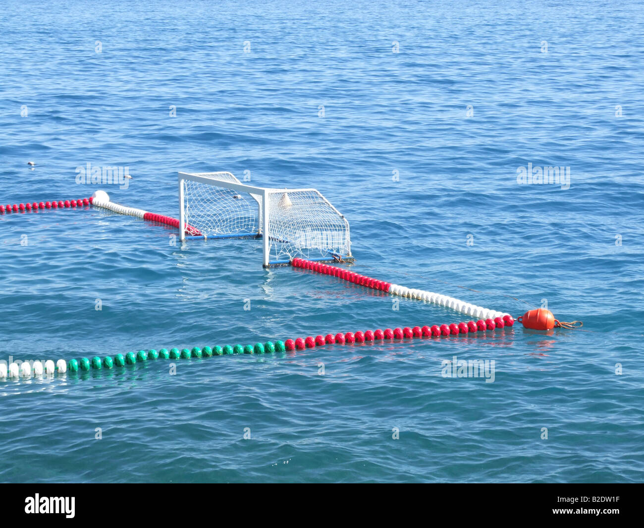 water polo sports play area pitch floating in sea Stock Photo - Alamy