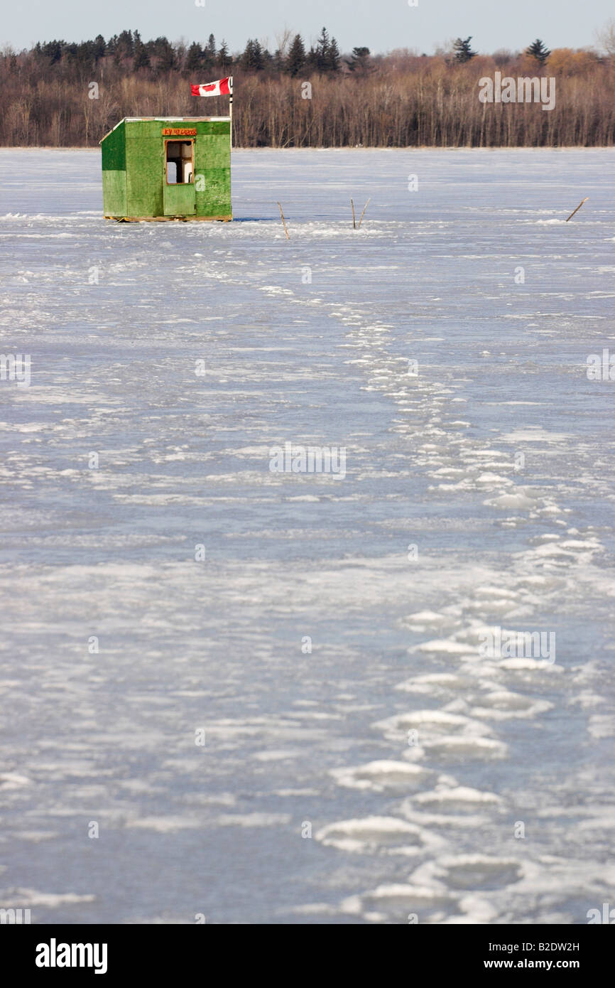 Cold Path: Frozen footprints make a winding trail out to a green ice ...