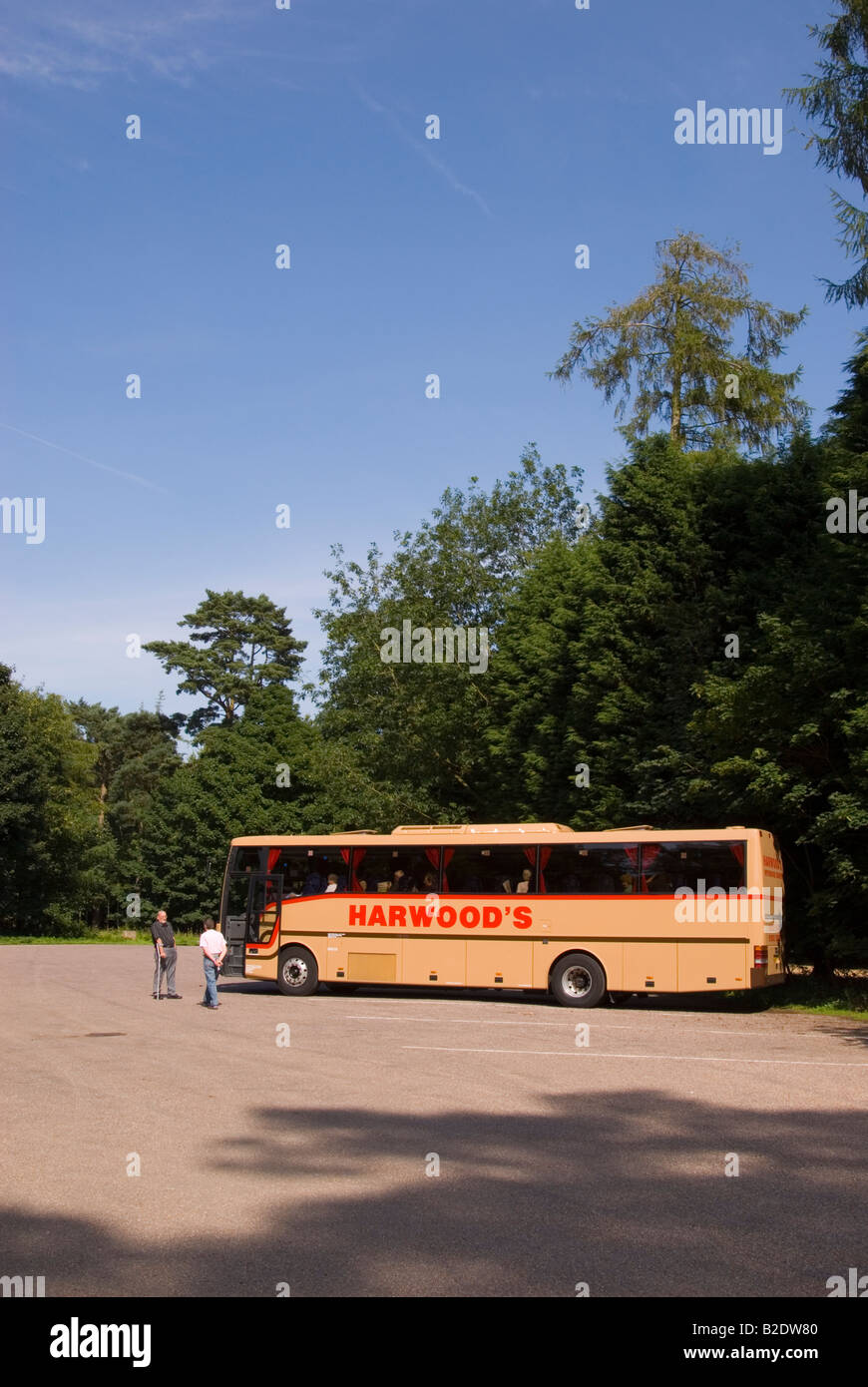 Coach In Car Park in the uk Stock Photo - Alamy