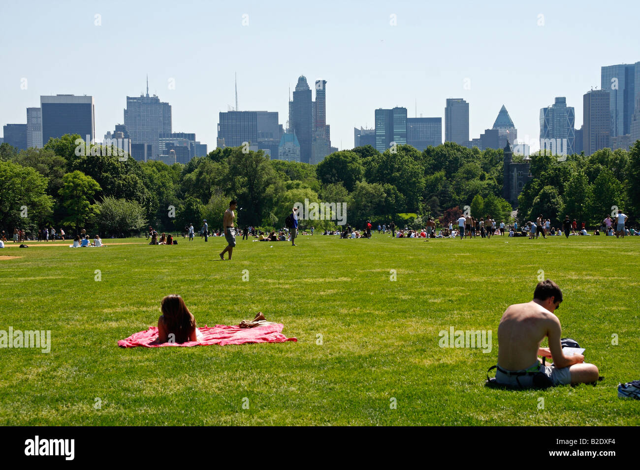 Sunbathing in Central Park - New York City, USA Stock Photo - Alamy