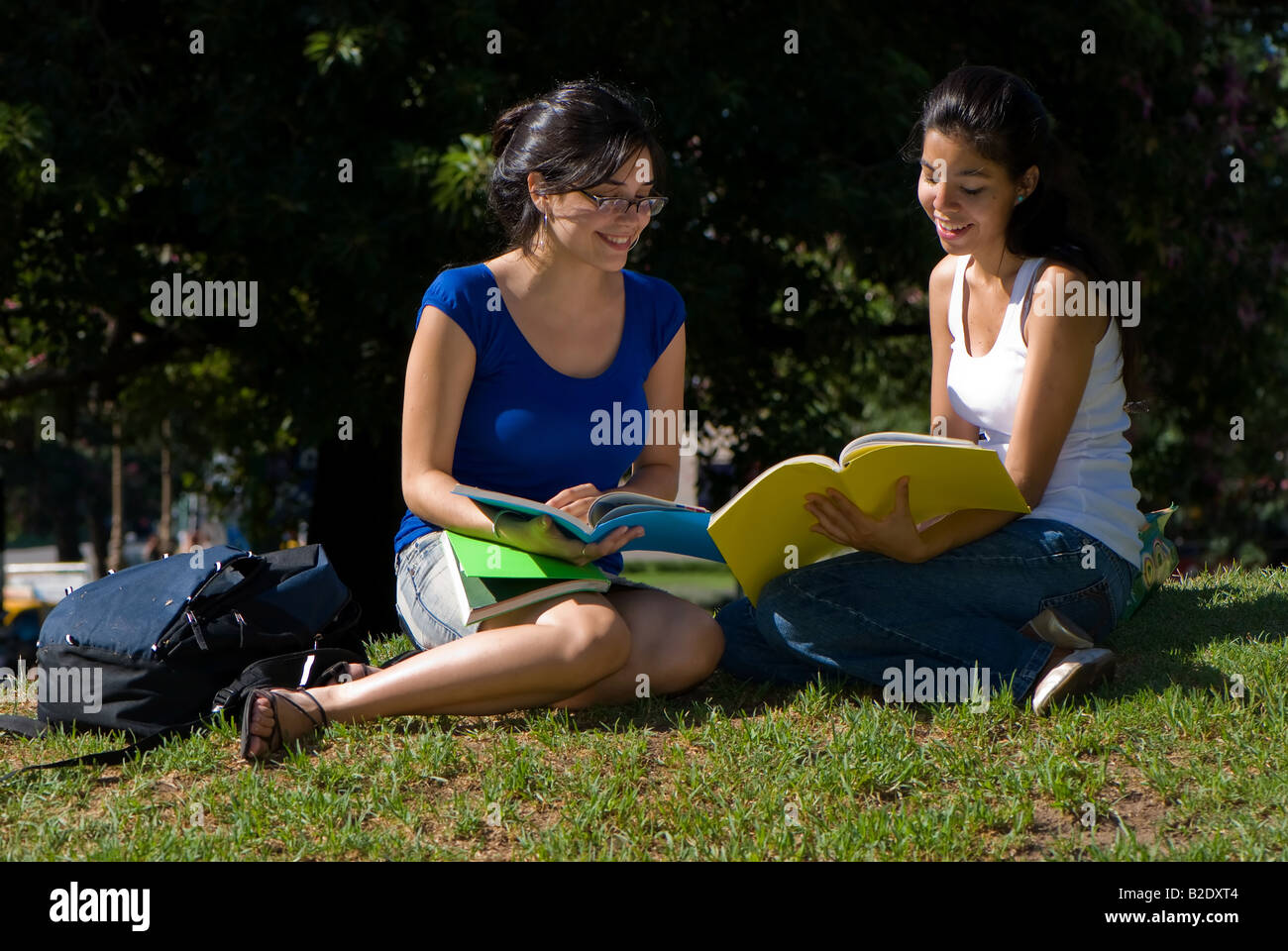 Two students on the nature Stock Photo - Alamy