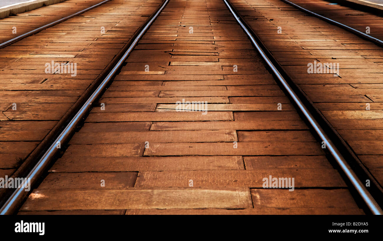 Tram tracks on Blackpool Promenade Stock Photo - Alamy