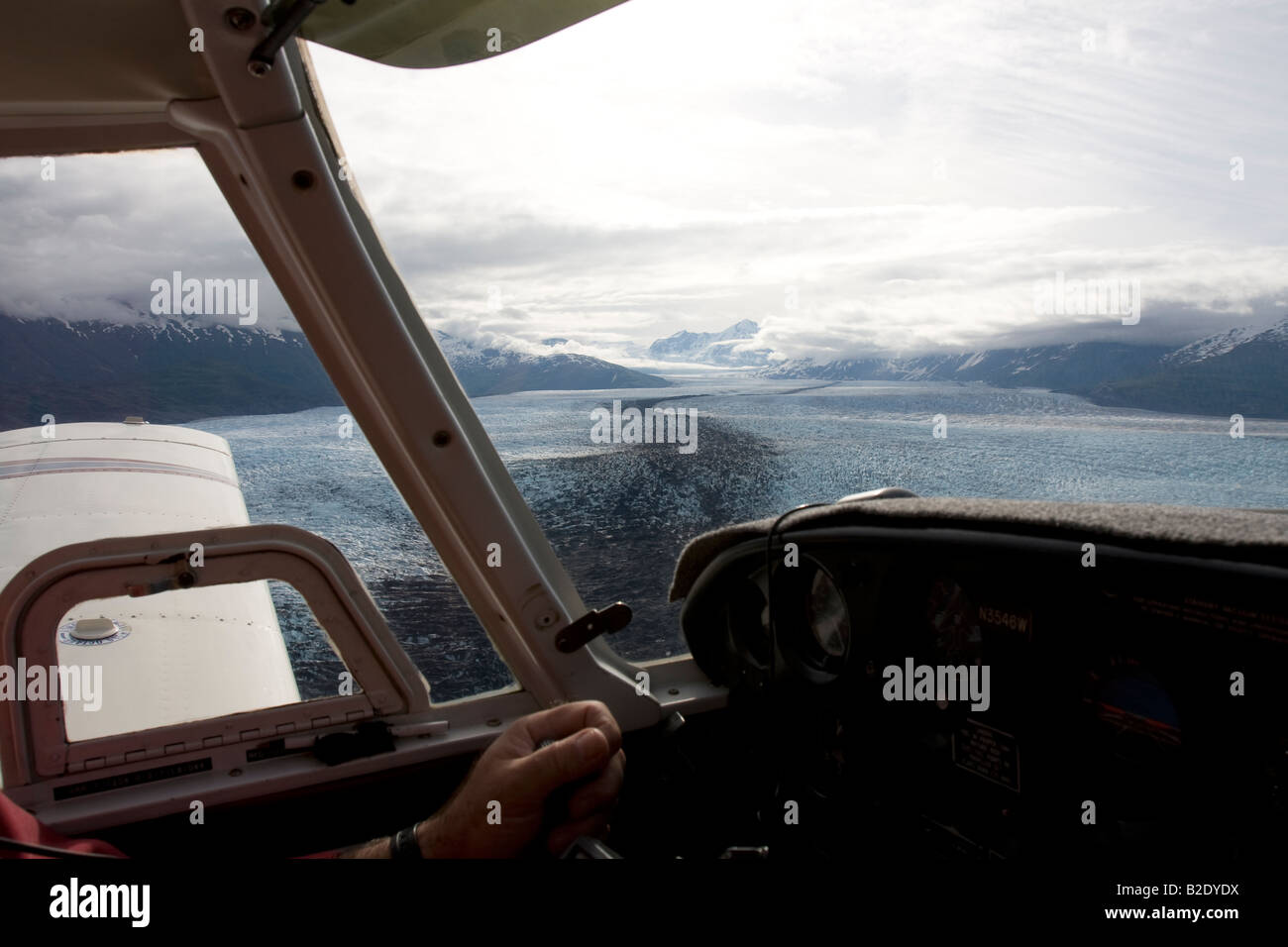 Flight seeing trip with a small air plane plane over the Knik River ...
