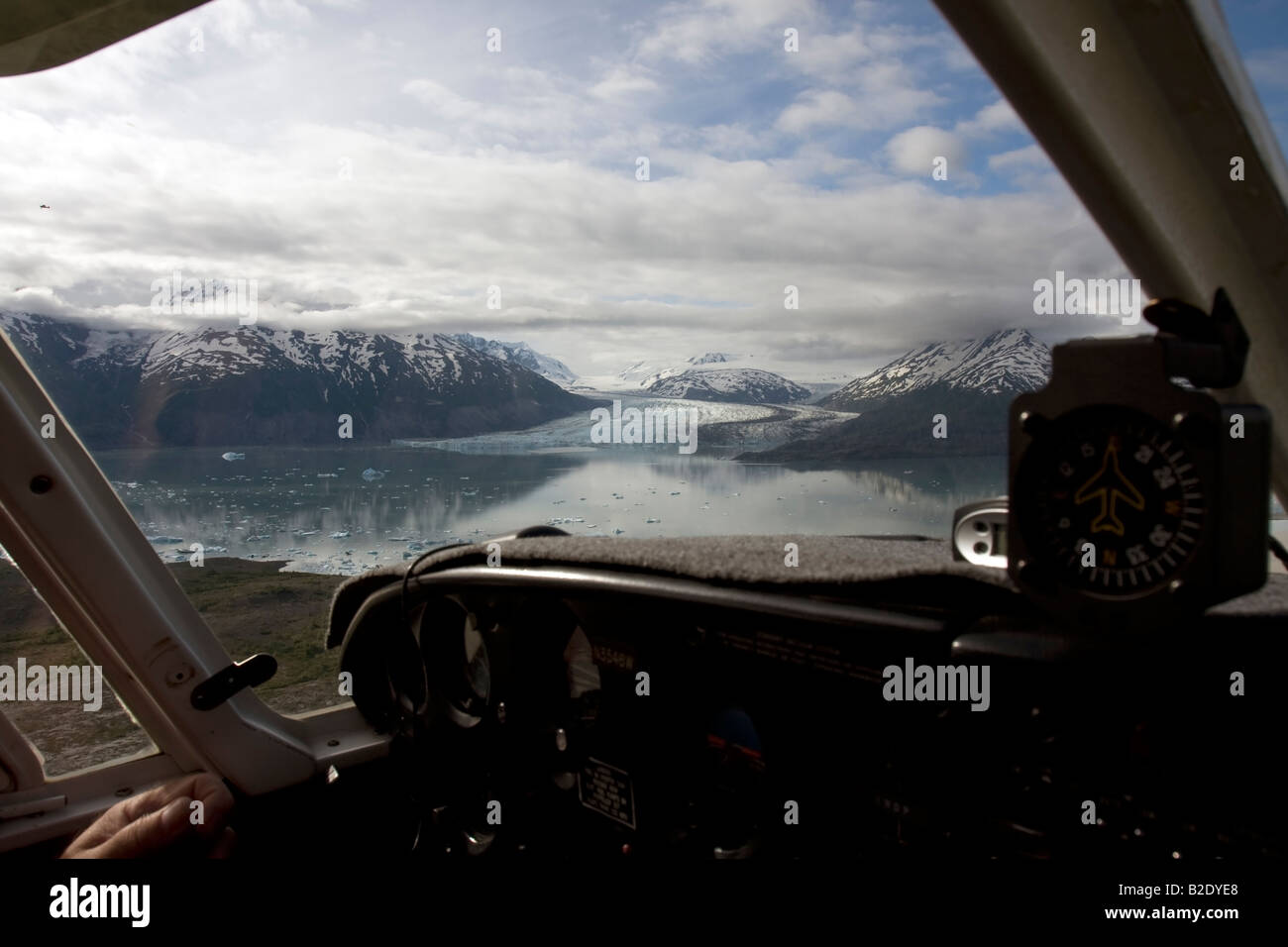Flight seeing trip with a small air plane plane over the Knik River ...