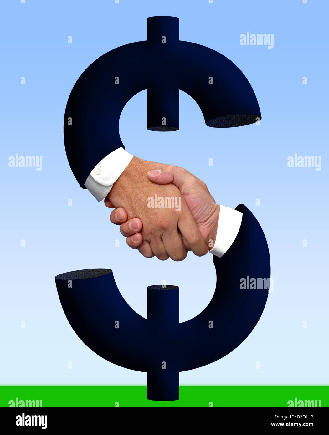 Handshake and money sign Stock Photo - Alamy