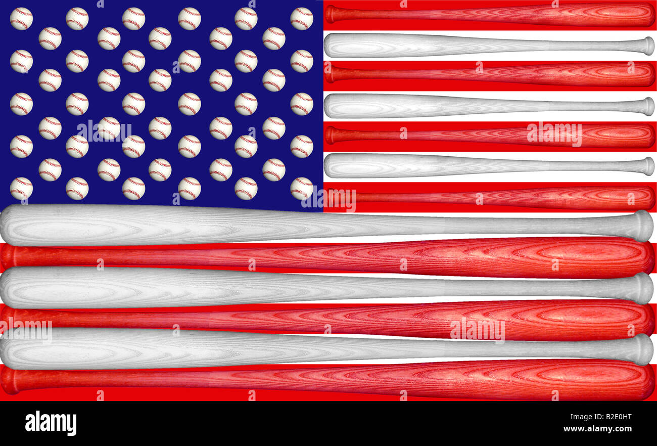 US Flag made with baseball bats and balls Stock Photo - Alamy