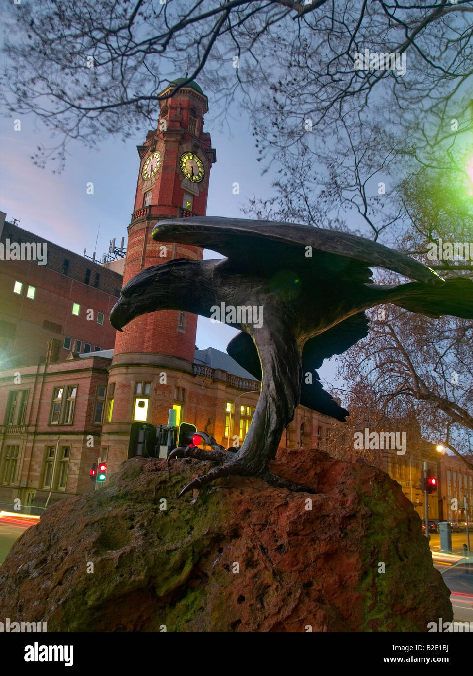 Launceston Post Office Clock at night Stock Photo - Alamy