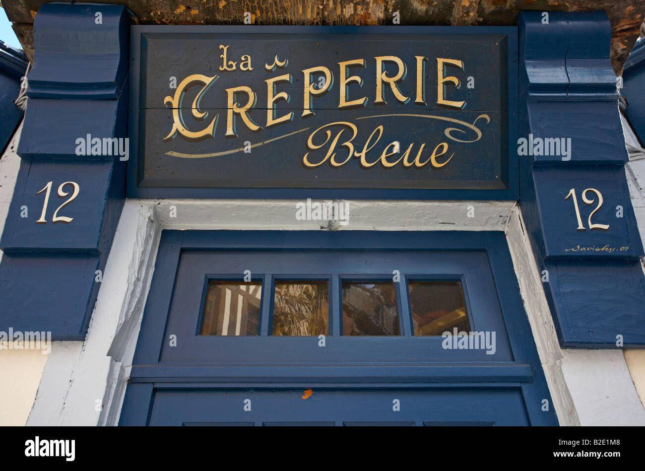 Blue Creprie doorway and sign Rouen Normandy France Stock Photo - Alamy