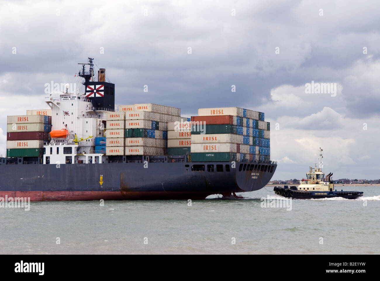Container ship Hansa India, Port of Felixstowe, Suffolk, UK Stock Photo ...