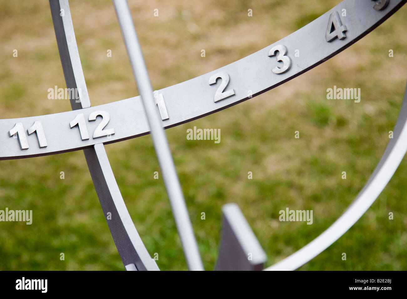 Numbers on a equatorial bow sundial with a grass background Stock Photo ...