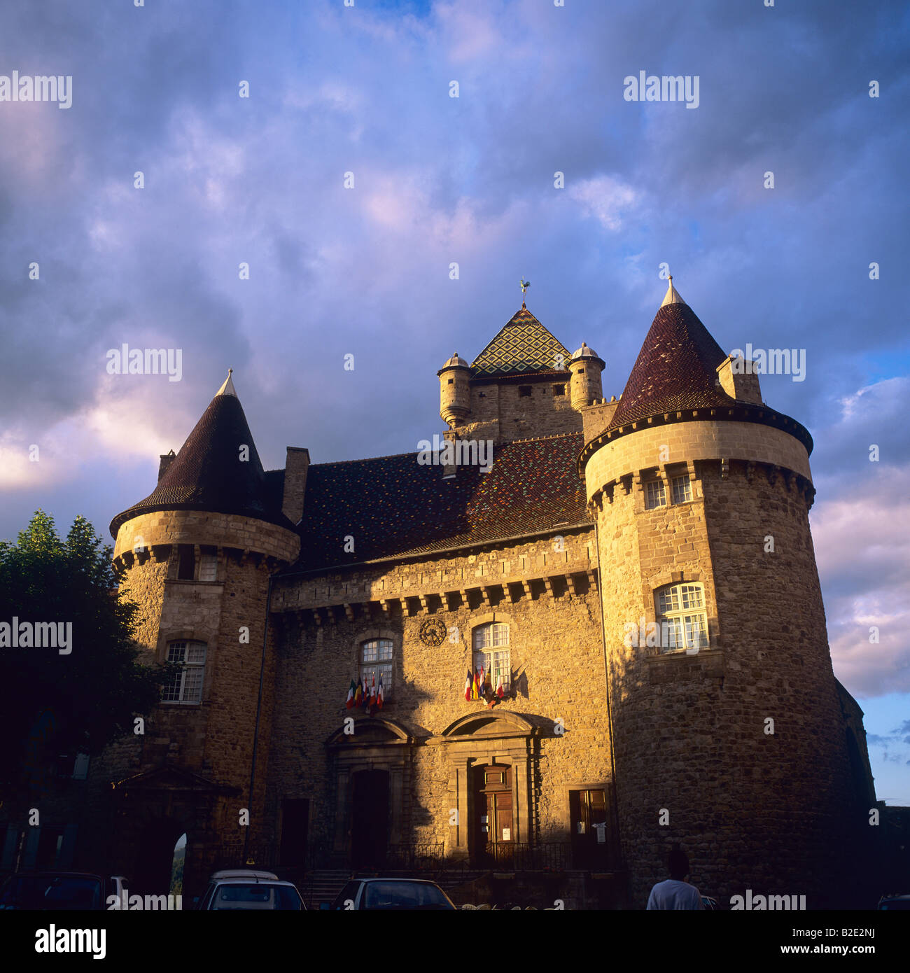 Montlaur castle 13th Century at sunset Aubenas Ardèche France Stock ...