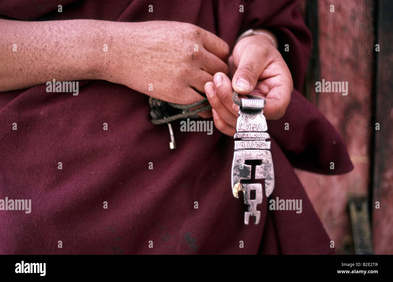 Head Lama with key to the monastery gate. Phyang Monastery, Ladakh ...