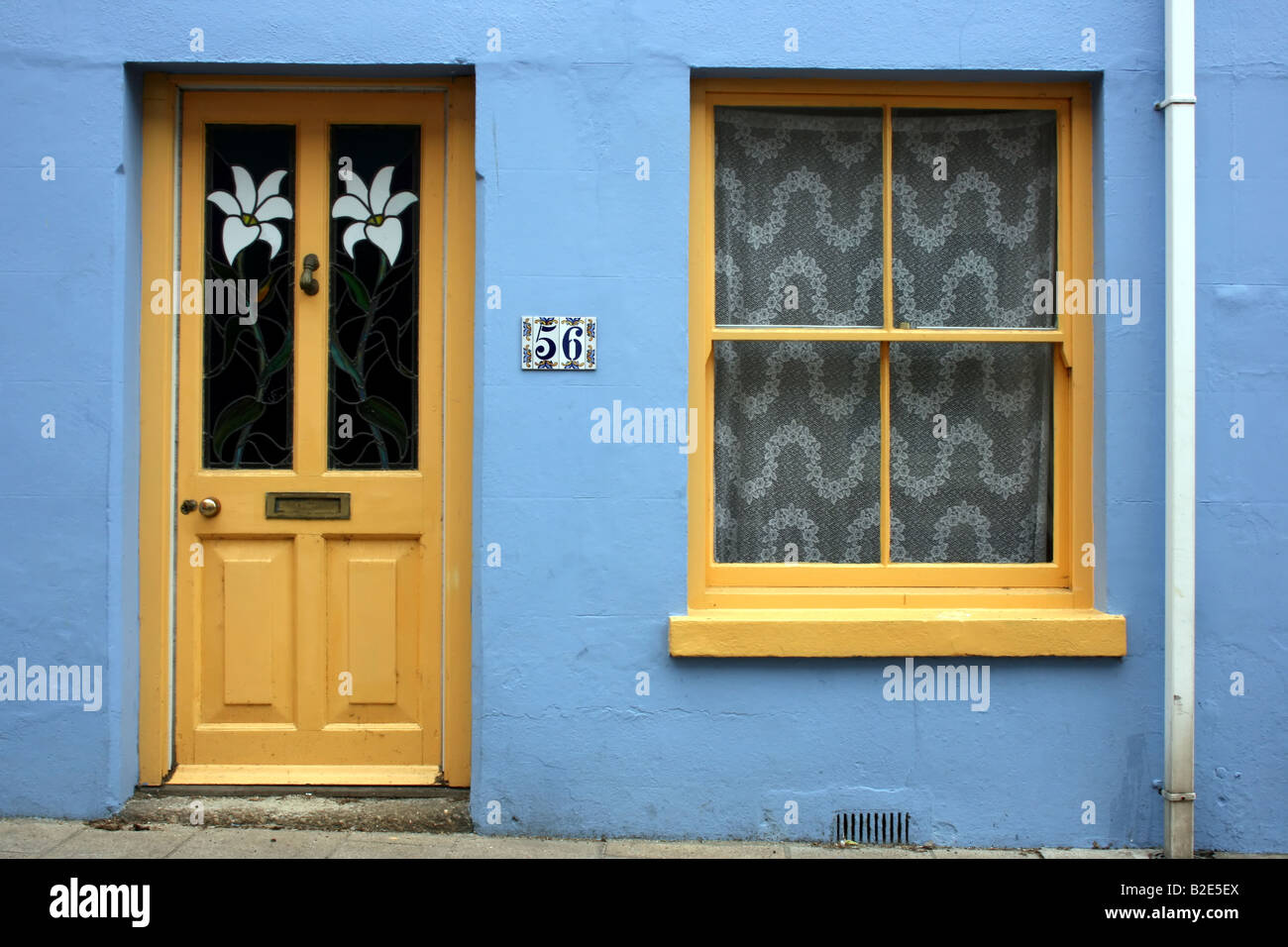 pretty blue house in Buckfastleigh, Devon, England Stock Photo - Alamy
