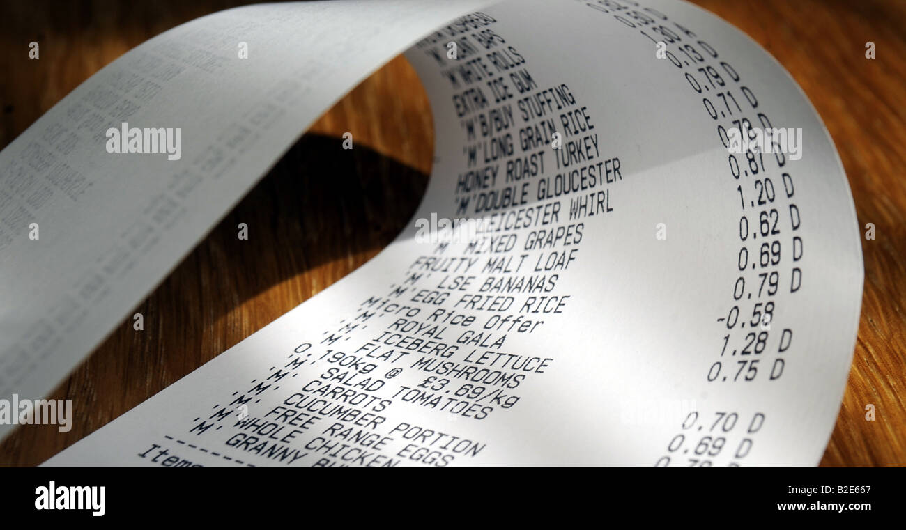 BRITISH SUPERMARKET FOOD BILL RE RISING COSTS FOODS RECEIPT INCOMES ...