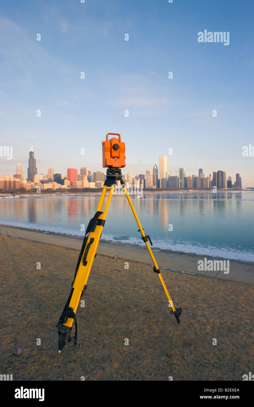 Theodolite set in downtown Chicago Stock Photo - Alamy