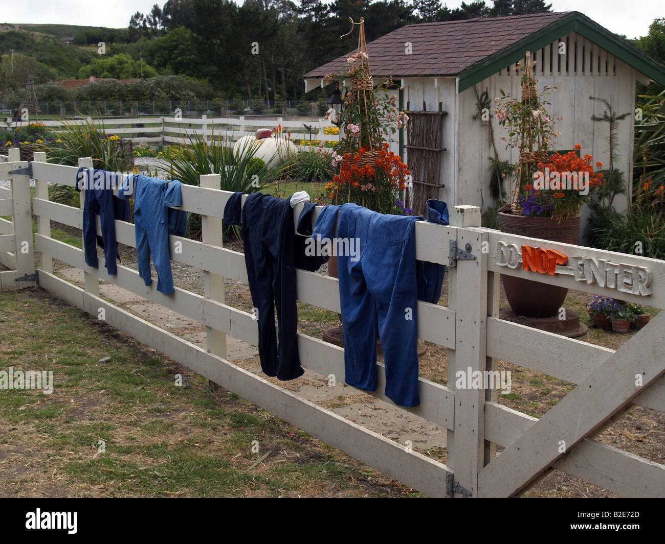 Clothes hanging out to dry on a farm fence Stock Photo - Alamy