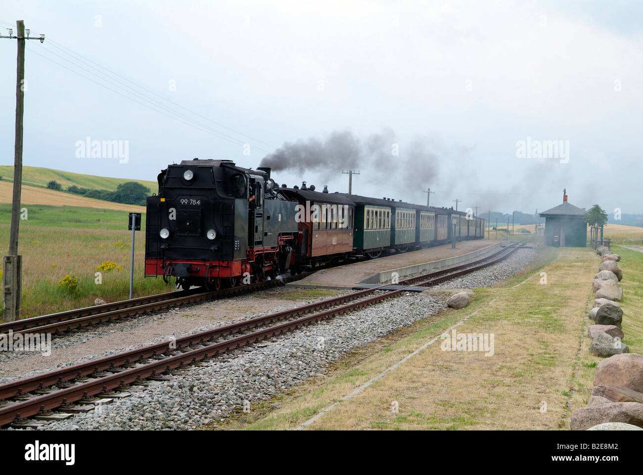Train on track Putbus Ruegen Mecklenburg-Western Pomerania Germany ...