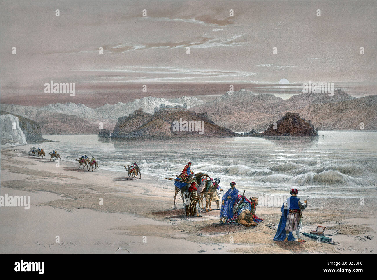 Divid Roberts Isle of Graia Gulf of Akabah Arabia Petraea Stock Photo ...