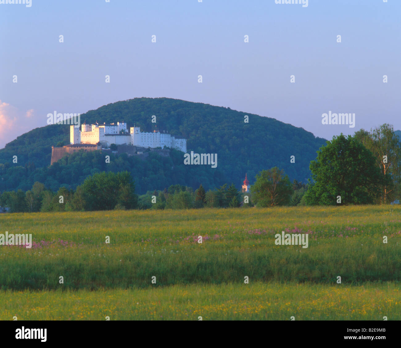 Fort on hill, Hohensalzburg Fortress, Stift Nonnberg, Salzburg, Austria ...