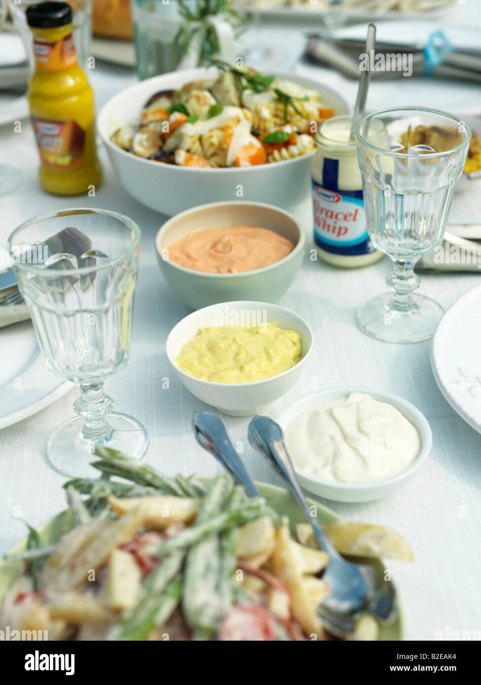 Table full food served tables hi-res stock photography and images - Alamy