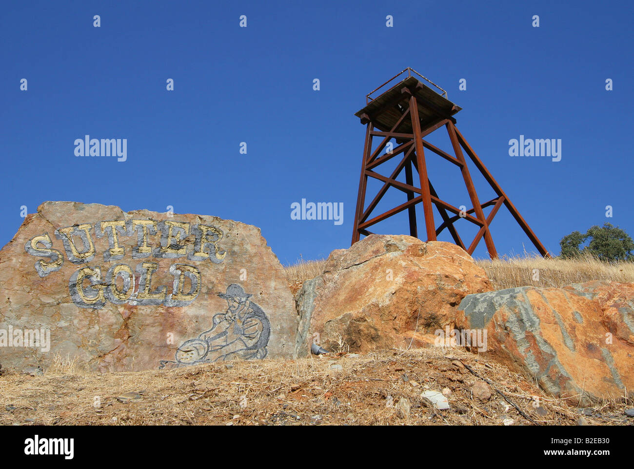 Low angle view of tower at gold mine, USA Stock Photo - Alamy