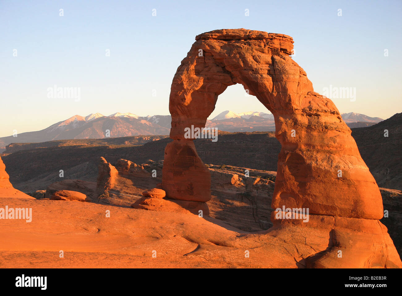 Natural arch on landscape, Arches National Park, Utah, USA Stock Photo ...