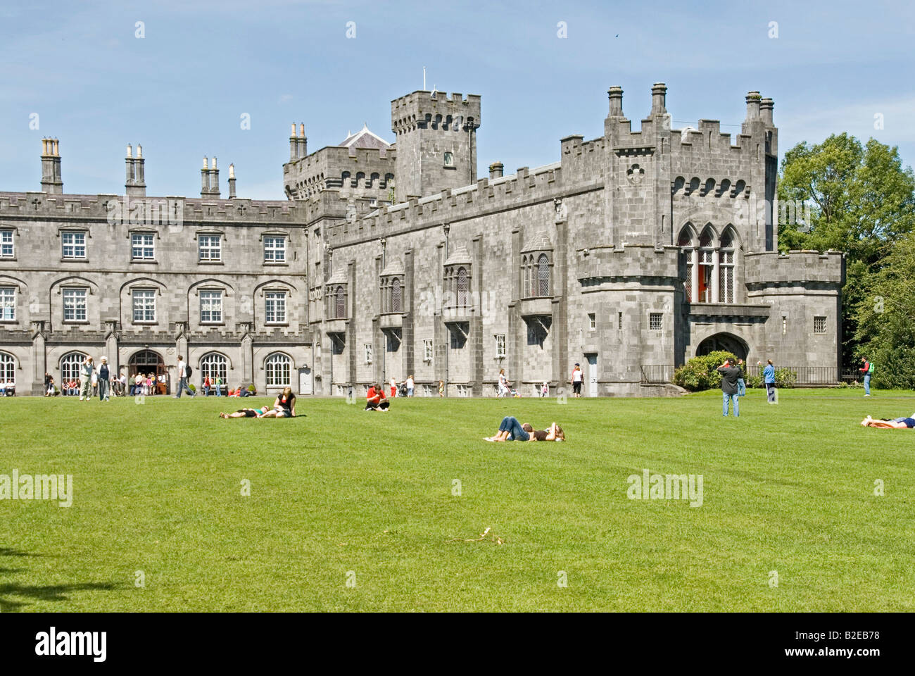Tourists in castle's park, Kilkenny Castle, County Kilkenny, Leinster ...