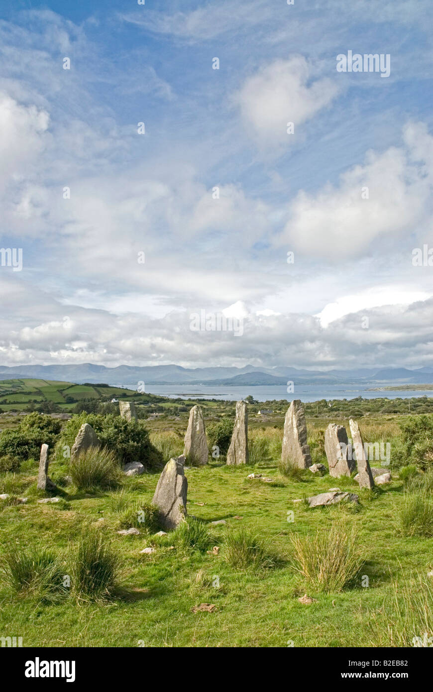 Neolithic stone circle on landscape, Ardgroom, Munster, Ireland Stock ...