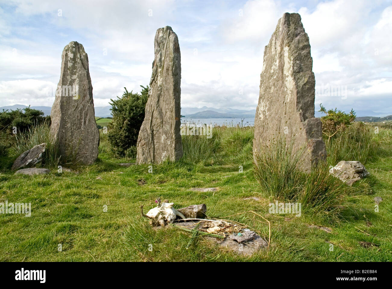 Neolithic stone circle on landscape, Ardgroom, Munster, Ireland Stock ...