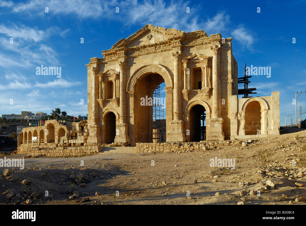 Triumphal arch in ancient roman city, Hadrian's Arch, Jarash, Jordan ...