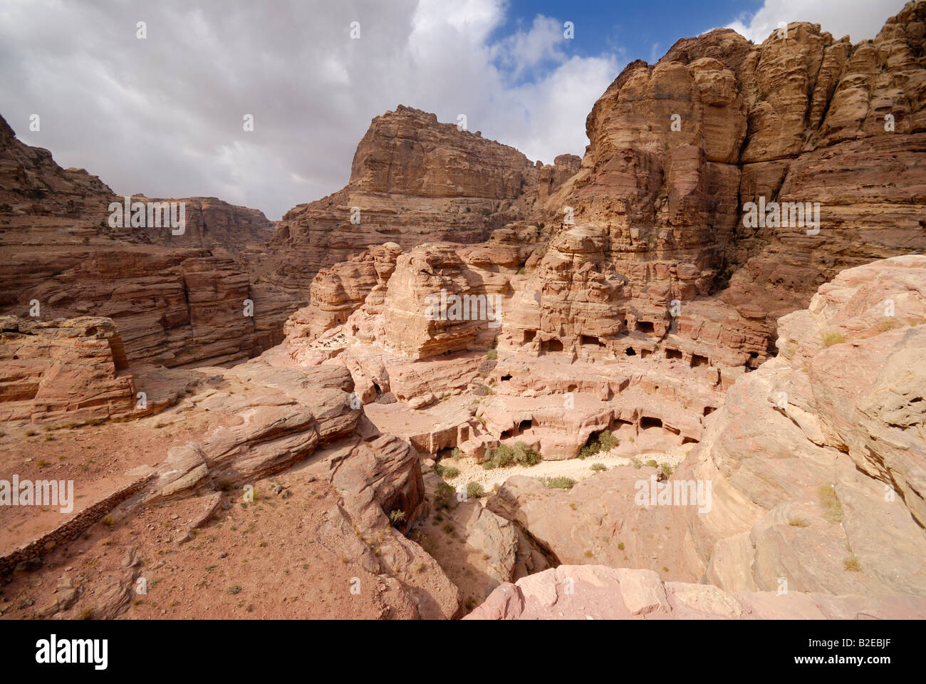 Rock formations on landscape, Petra, Wadi Musa, Jordan Stock Photo - Alamy