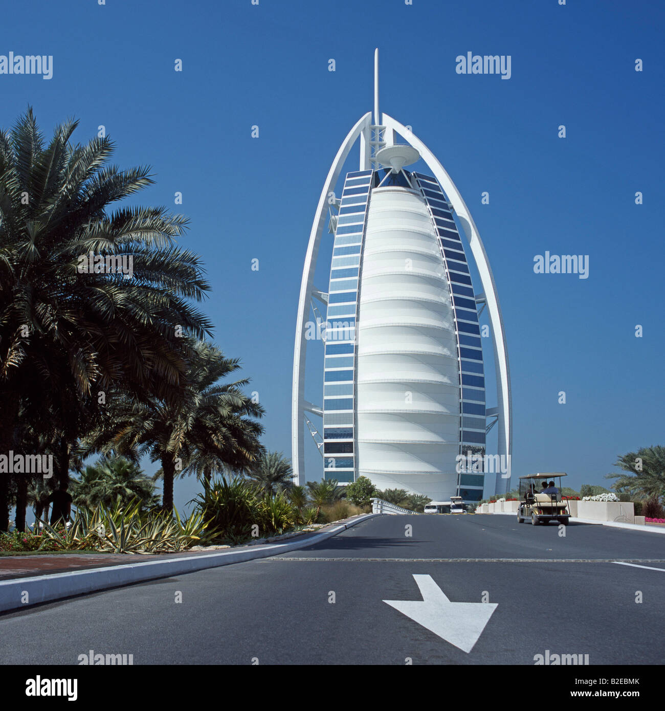 Arrow sign painted on road, Burj Al Arab Hotel, Dubai, United Arab ...