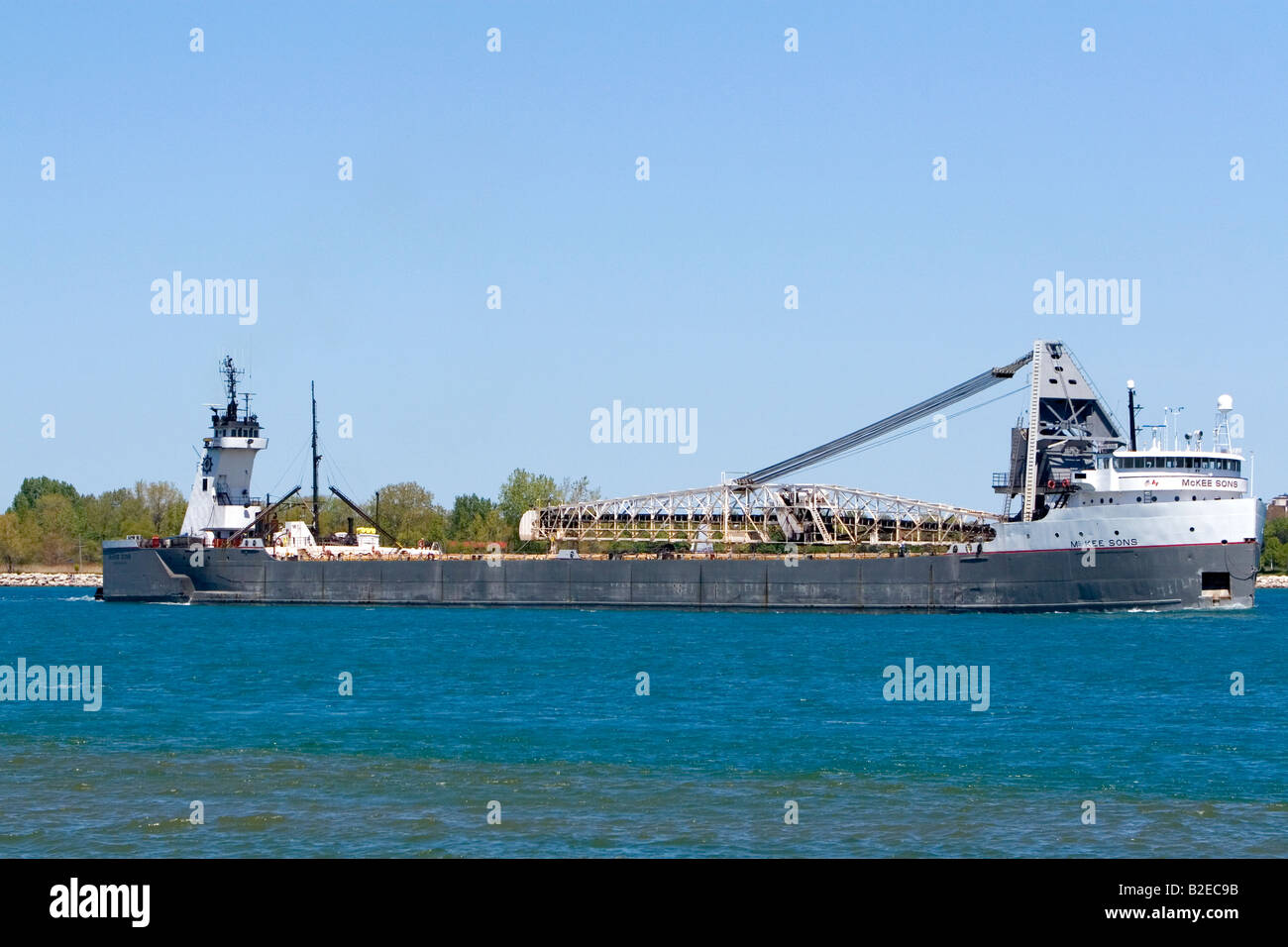 McKee Sons is a self unloading barge on the St Clair River at Port ...