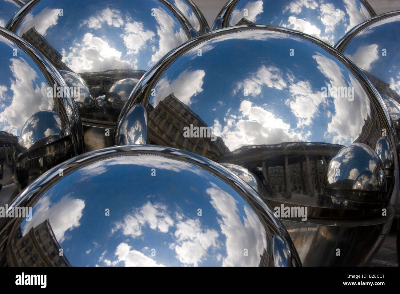 Port Royal, Paris France. Large chrome boules - bowls, modern art ...