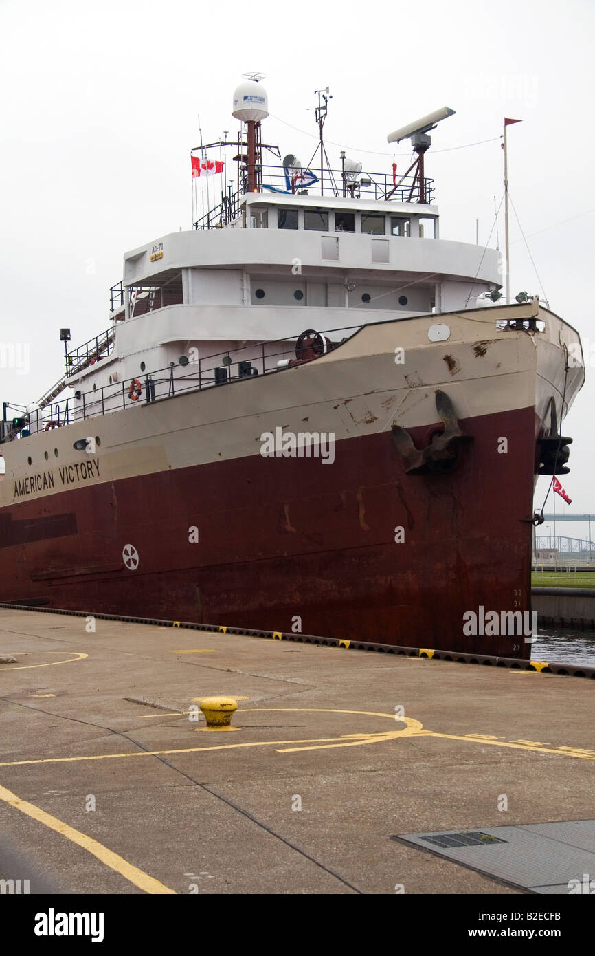 American Victory freighter in the Soo Locks at Sault Ste Marie Michigan ...