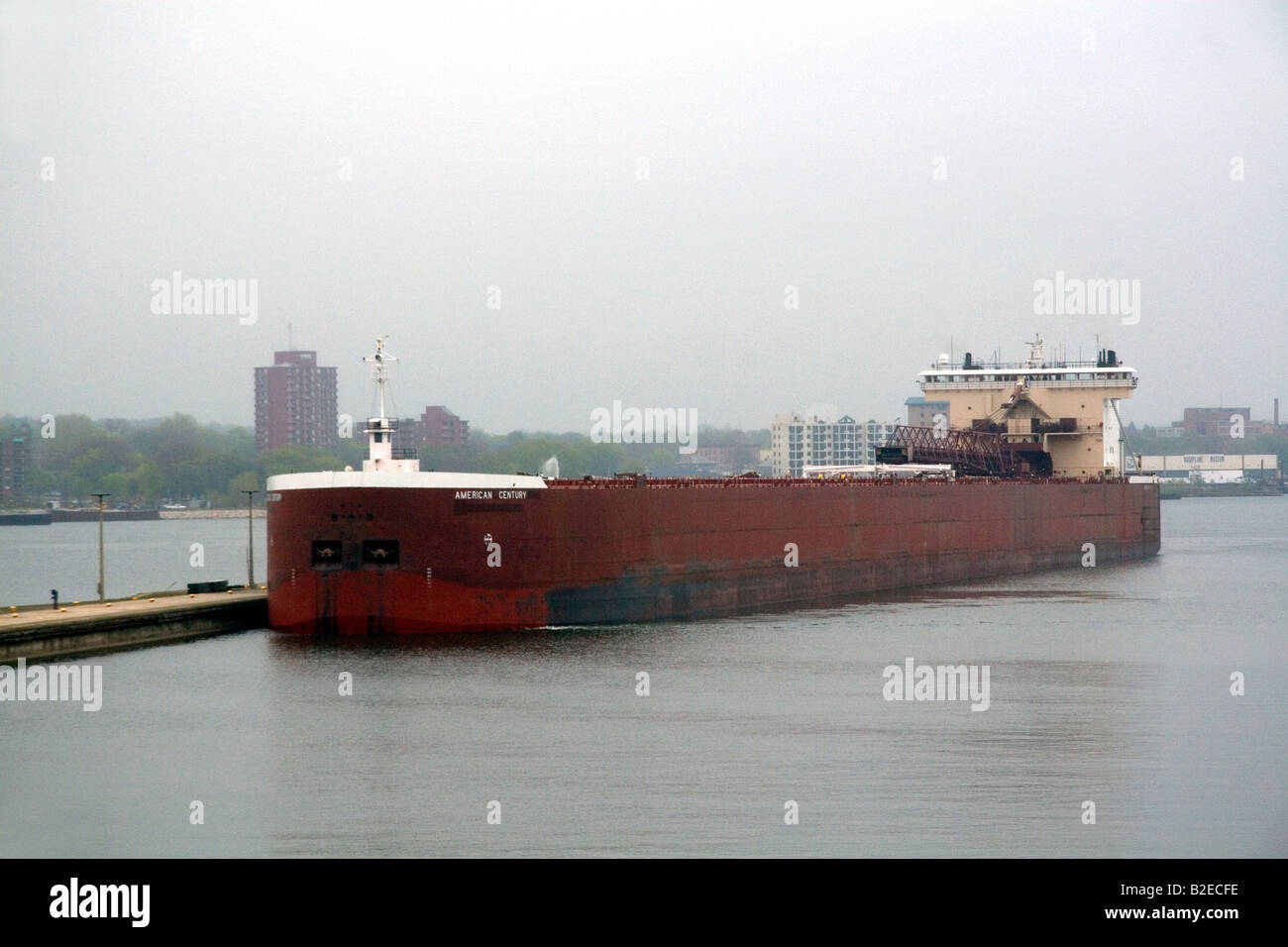 American Century freighter at the Soo Locks in Sault Ste Marie Michigan ...