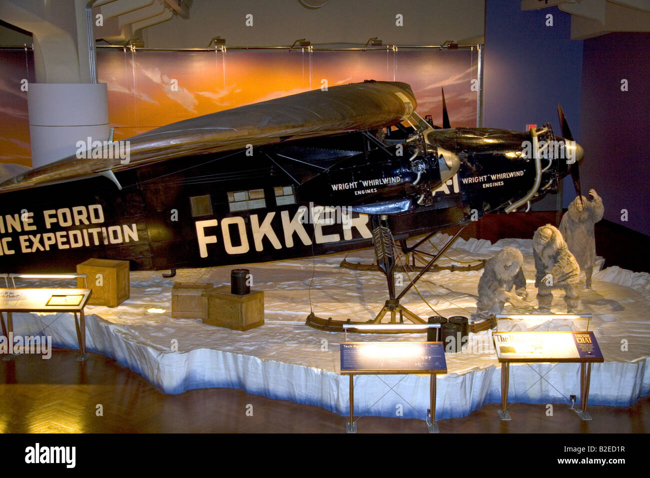 The 1926 Fokker Trimotor airplane on displaty at The Henry Ford Museum ...