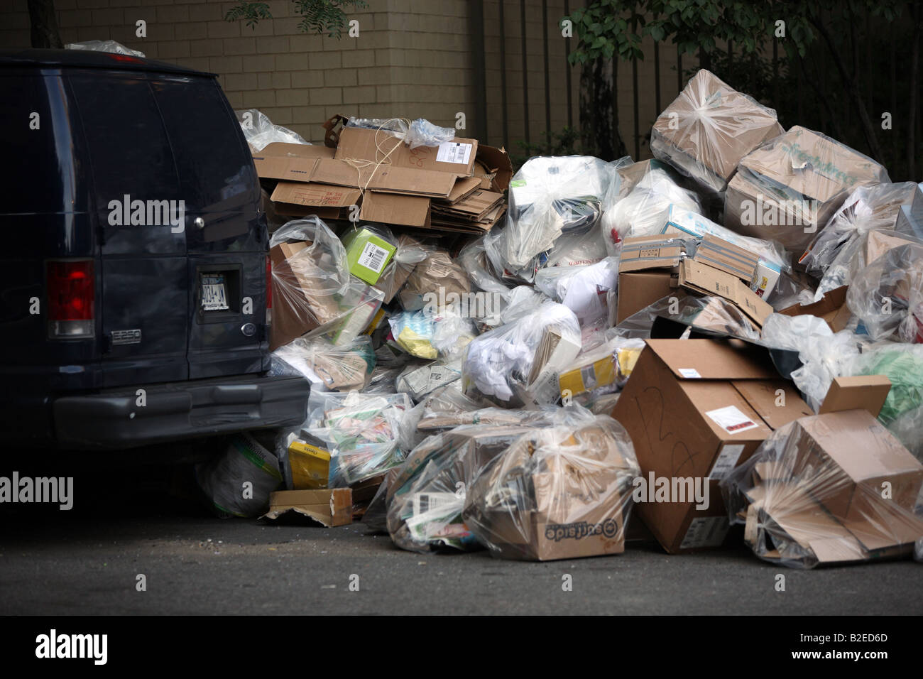 A large amount of recyclable waste, waiting to be picked up Stock Photo ...
