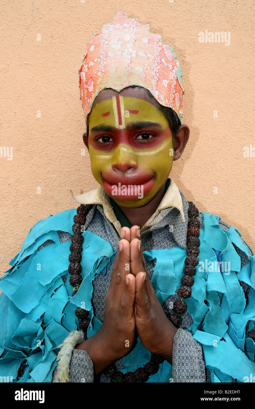 Young Hindu boy dressed as Hanuman, India Stock Photo - Alamy