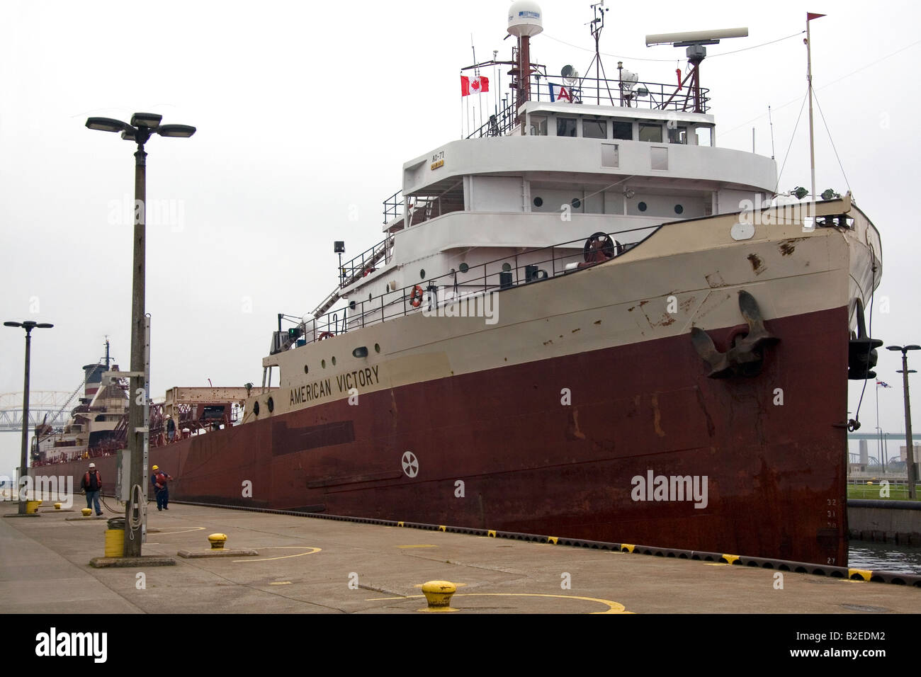 American Victory freighter in the Soo Locks at Sault Ste Marie Michigan ...