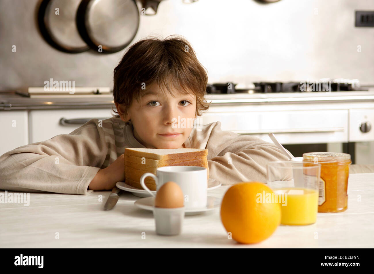 Boy Eating Slice Bread Jam High Resolution Stock Photography and Images ...